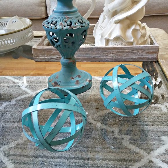 Boutique | Accents | New Set2 Turquoise Metal Spheres Decor | Poshmark